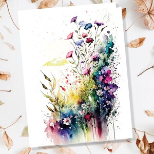 Watercolour Flower Card Nature Birthday Cards Summer Flowers Card ...