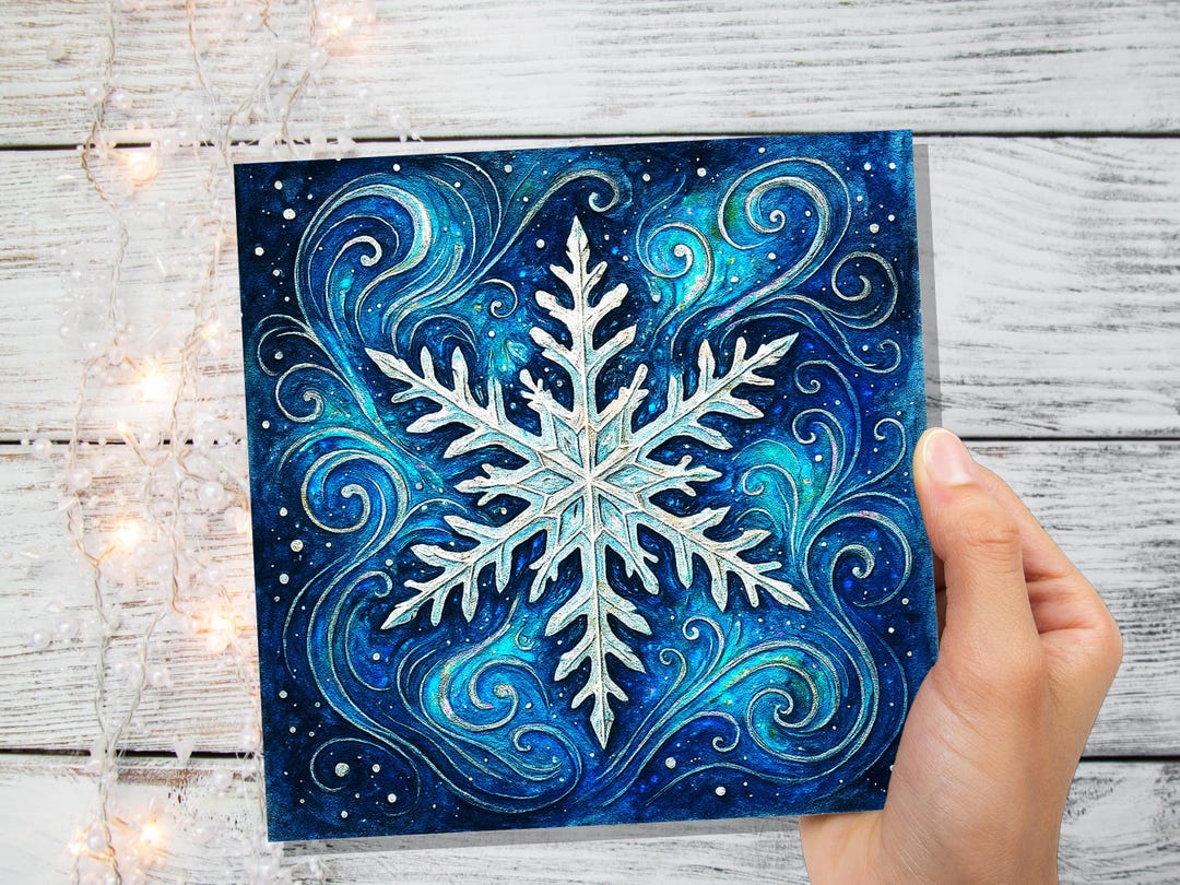 Magical Snowflake Cards With Envelopes Winter Swirls Art Celestial Ice ...