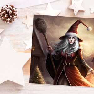 Female Santa Witch Christmas Card Witchy Fantasy Gothic Goth Pagan ...