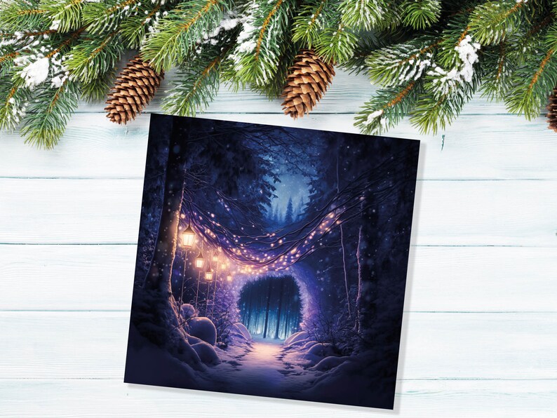 Winter Wonderland Christmas Card With Cosy Fairy Lights Snow - Etsy