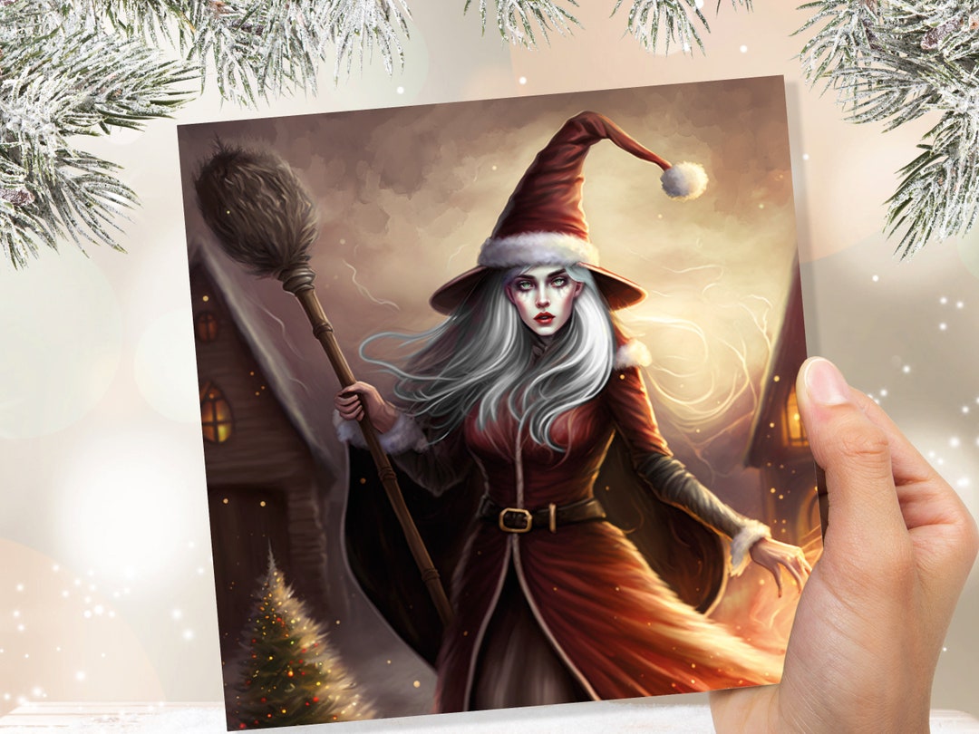 Female Santa Witch Christmas Card Witchy Fantasy Gothic Goth Pagan ...
