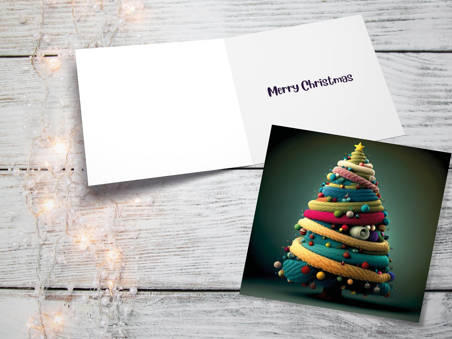 Woollen Christmas Tree Card Knitted Knitting Crochet Yarn Wool Crafters ...