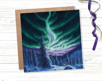 Northern Lights Christmas Cards Beautiful Winter Snow Scene Snowy ...