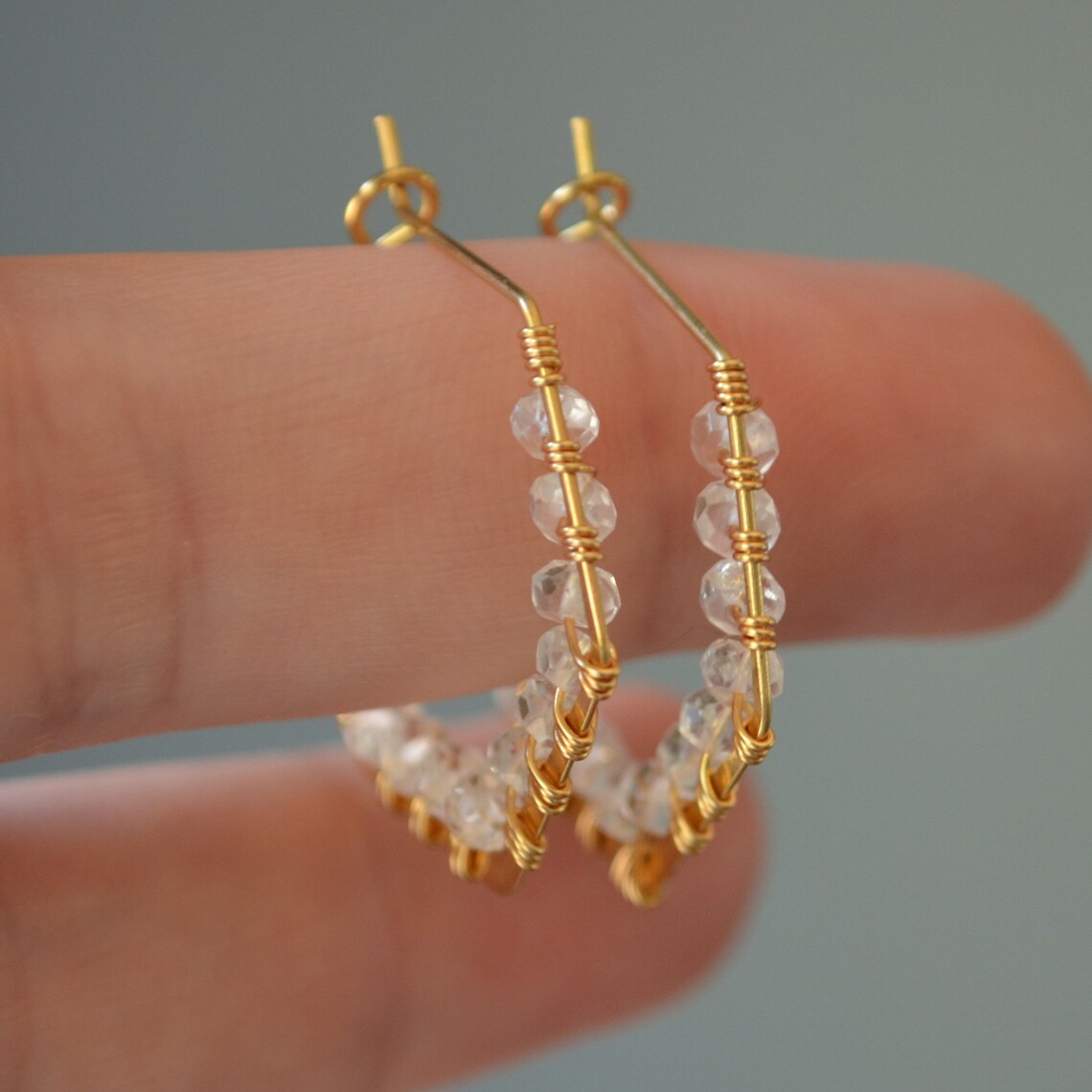 Crystal Quartz Hoop Earrings Wire Wrapped Crystal Hoops Raw - Etsy
