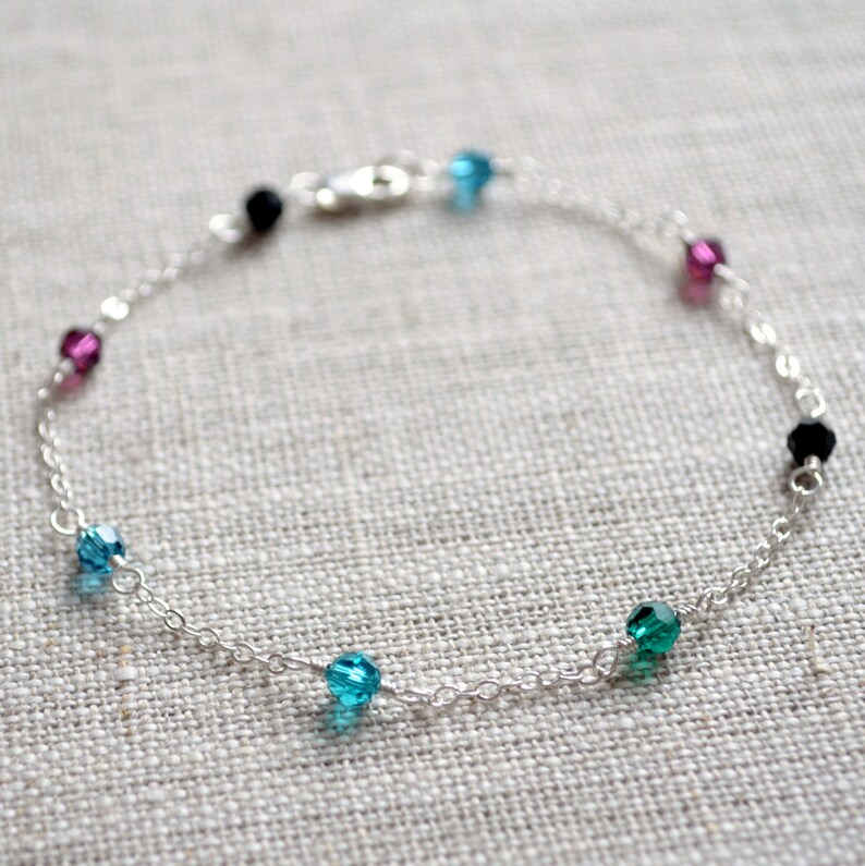 Dainty Crystal Bracelet: Sterling Silver Peacock Jewelry - Etsy