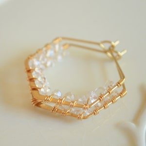 Crystal Quartz Hoop Earrings Wire Wrapped Crystal Hoops Raw - Etsy