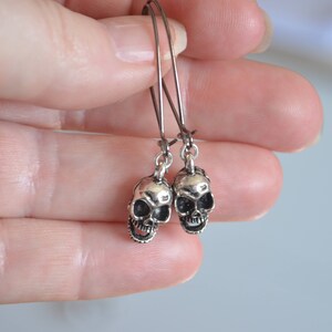 Skull Earrings, Antiqued Silver, Halloween Jewelry, Skeleton Beads ...
