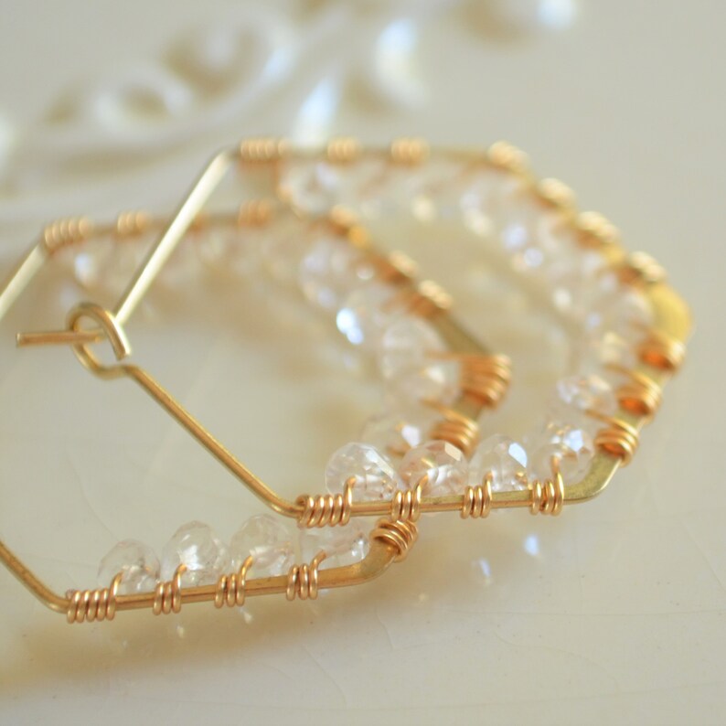 Crystal Quartz Hoop Earrings Wire Wrapped Crystal Hoops Raw - Etsy