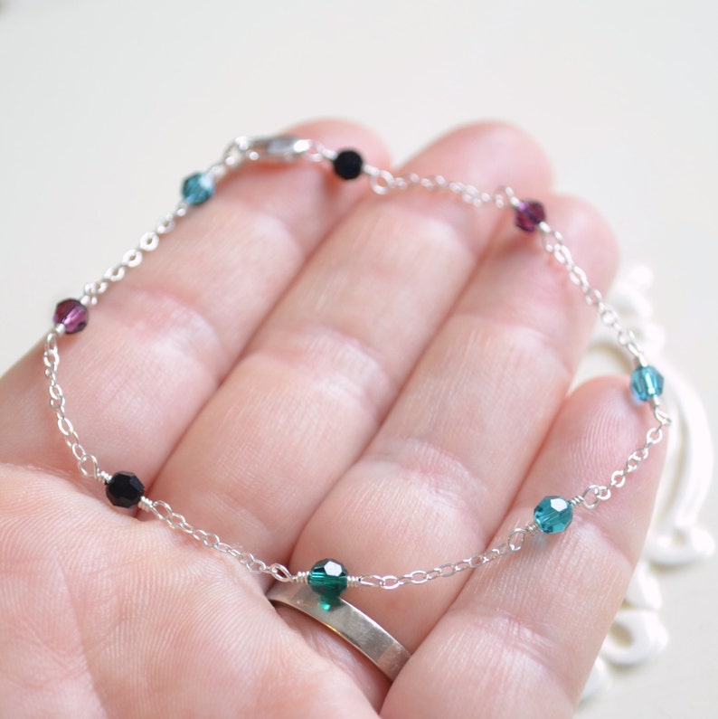 Dainty Crystal Bracelet: Sterling Silver Peacock Jewelry - Etsy