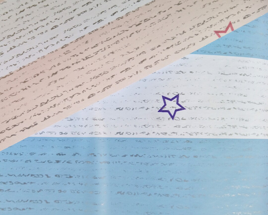 A4/A5 Sticky Back Paper Sheets, Peach/blue/silver Stripes. Self ...