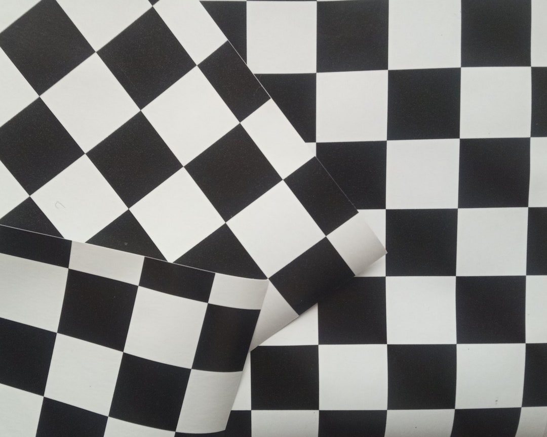 A4/A5 Sticky Back Paper Sheets, Black and White Square Design. Self ...