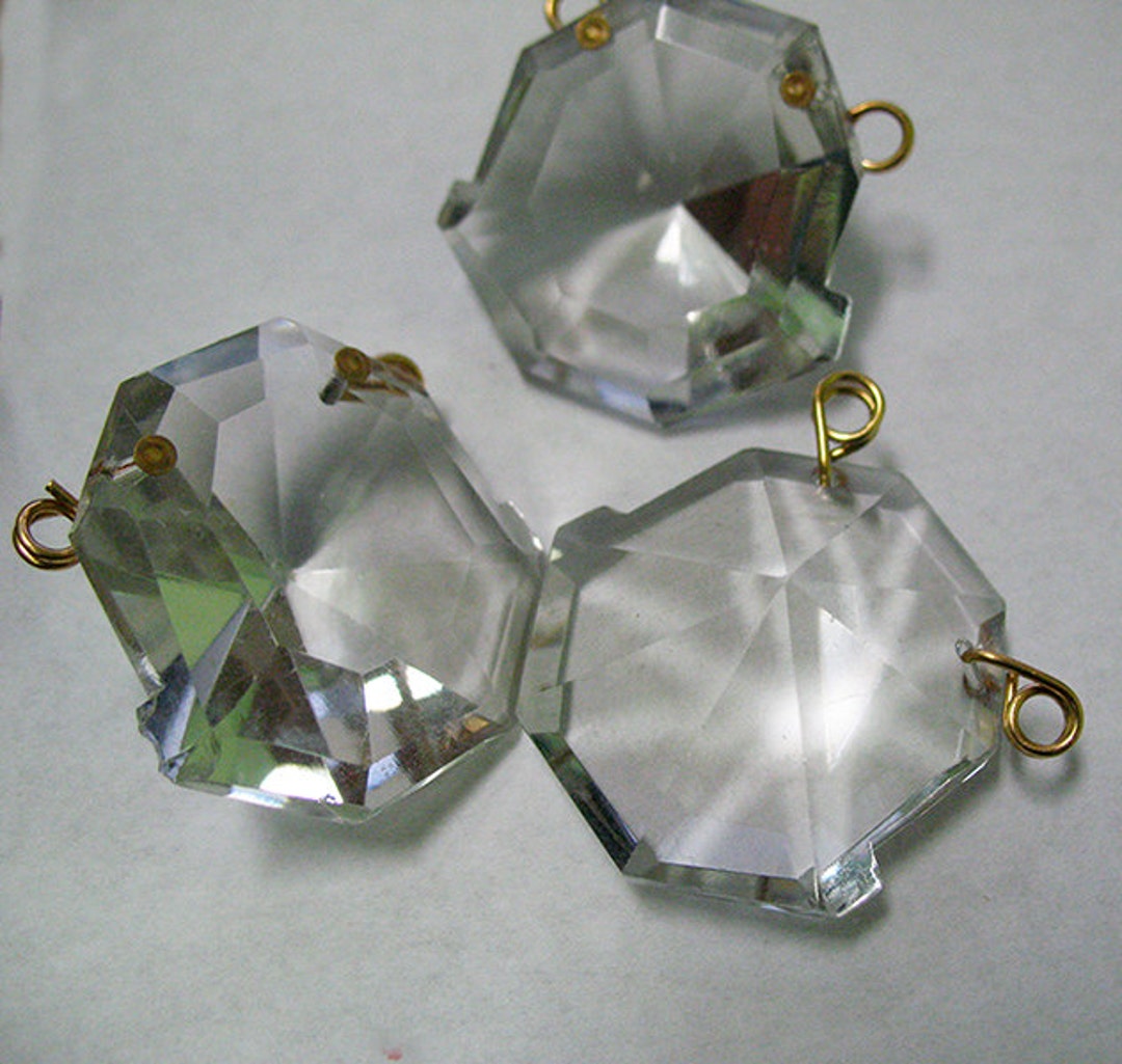 SET of 3 Vintage 2 Hole CRYSTAL 1 1/4 " PRISMS, Unique Shape! Lighting ...