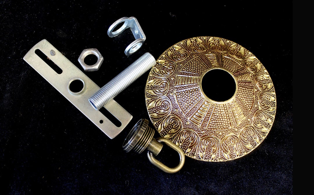 BRASS Ceiling CANOPY, With Hardware Ceiling KIT, 4 3/8" Ornate Vintage ...