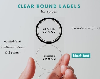 Spice Jar Labels Printed Clear With Black or White Lettering - Etsy