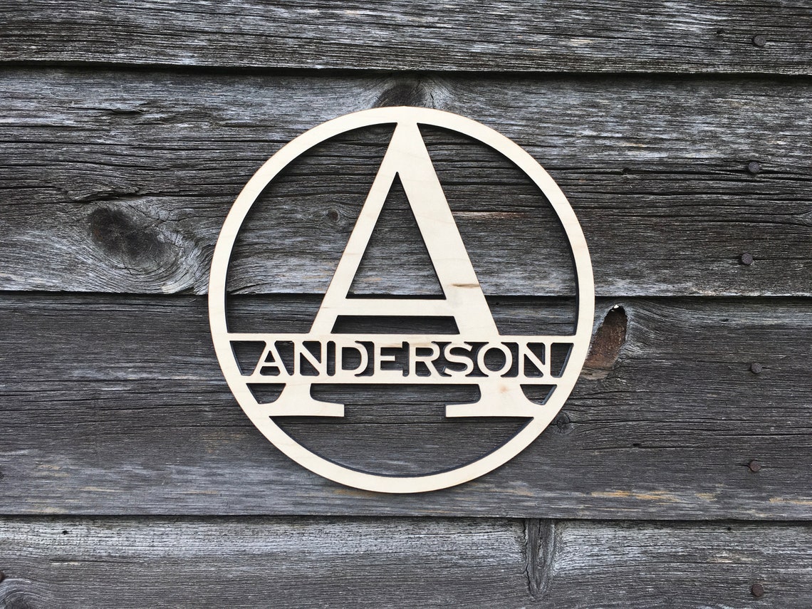 Wood Monogram With Name Custom Laser Cut Wood Sign Family - Etsy