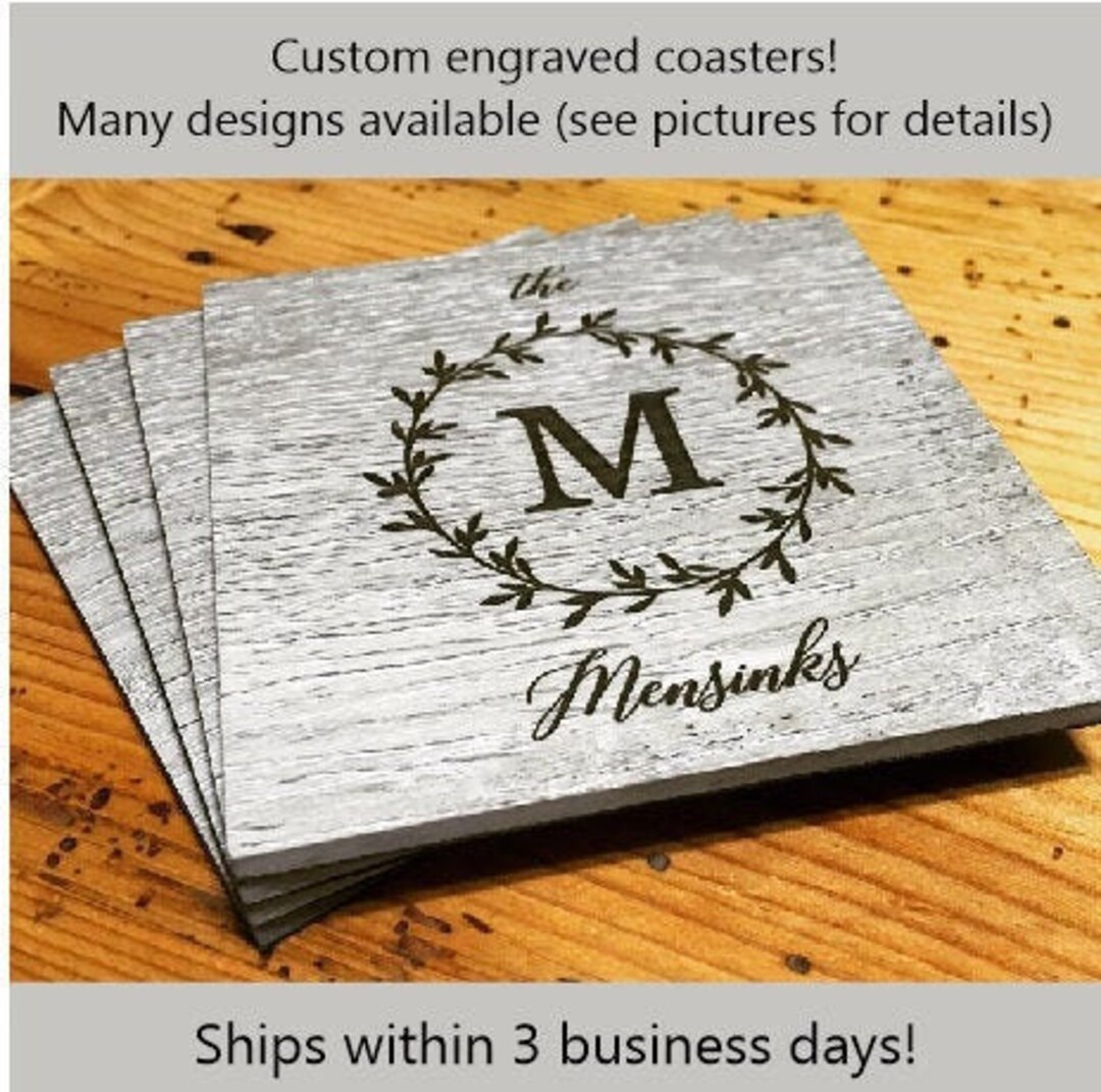 Personalized Coaster Set, Custom Coasters, Personalized Gift, Engraved ...