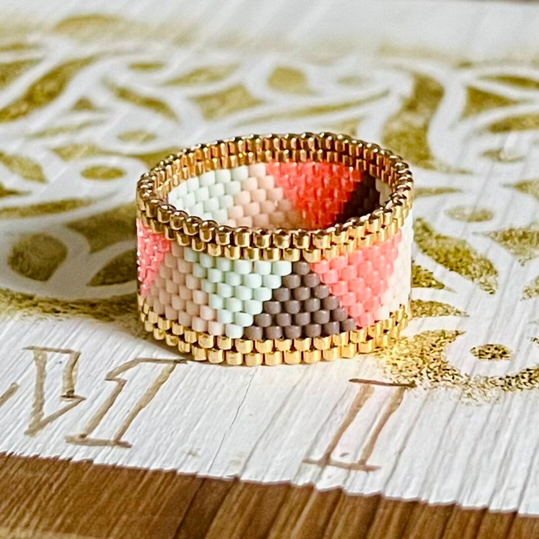 FLAMINGO Miyuki Ring Beaded Ring - Peyote - Etsy