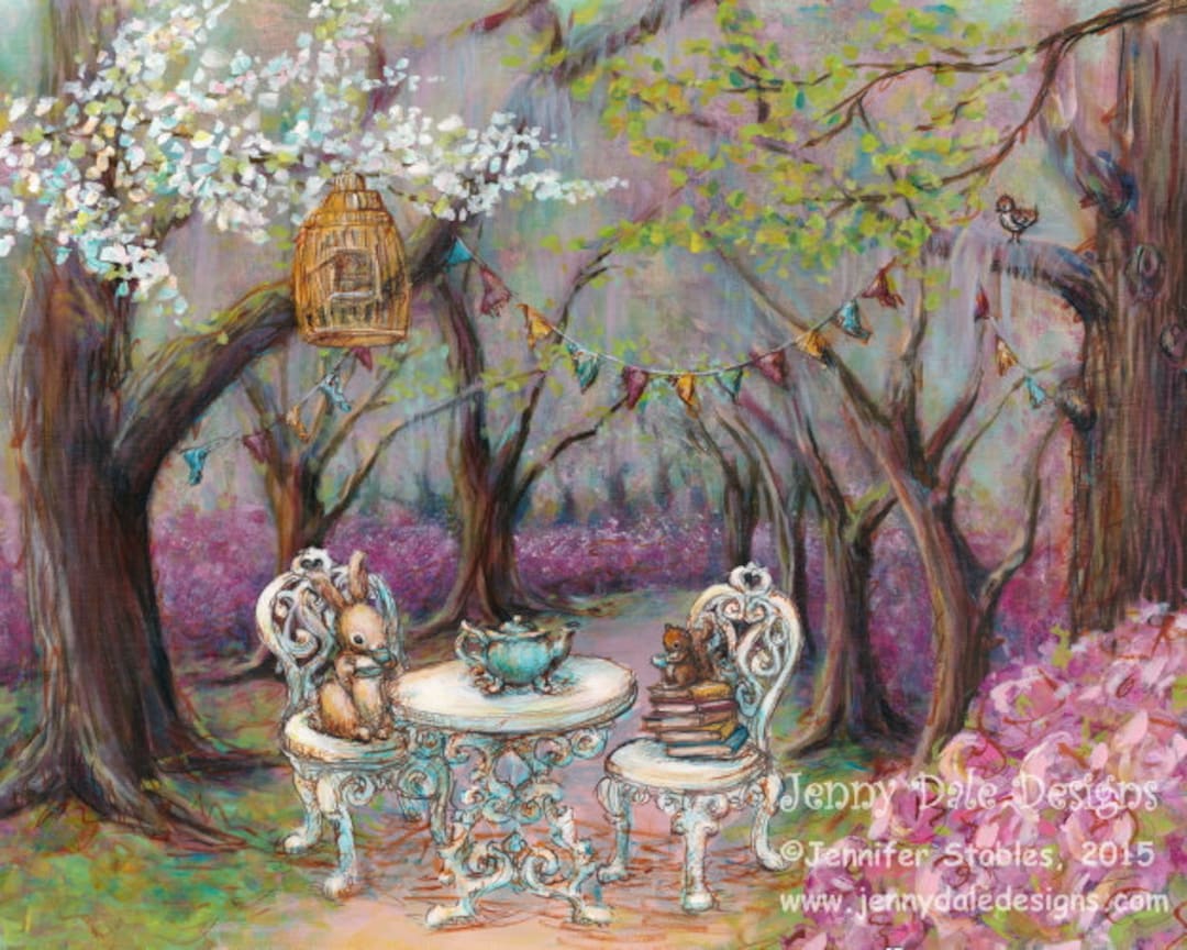 Woodland Forest Tea Party Art Print: Kids Room and Nursery Decor Art ...