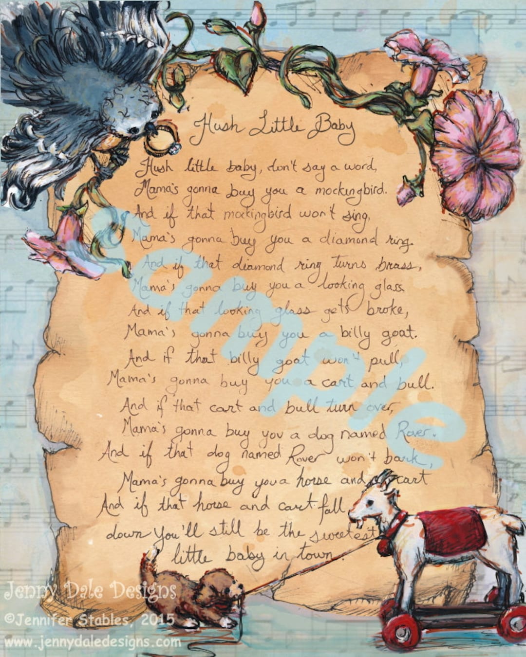 Printable Art: Hush Little Baby Lullaby Art and Lyrics - Etsy