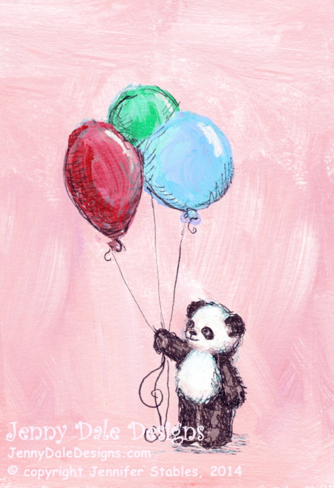 Panda and Balloons Custom Colour Panda Nursery Art: Art Print - Etsy