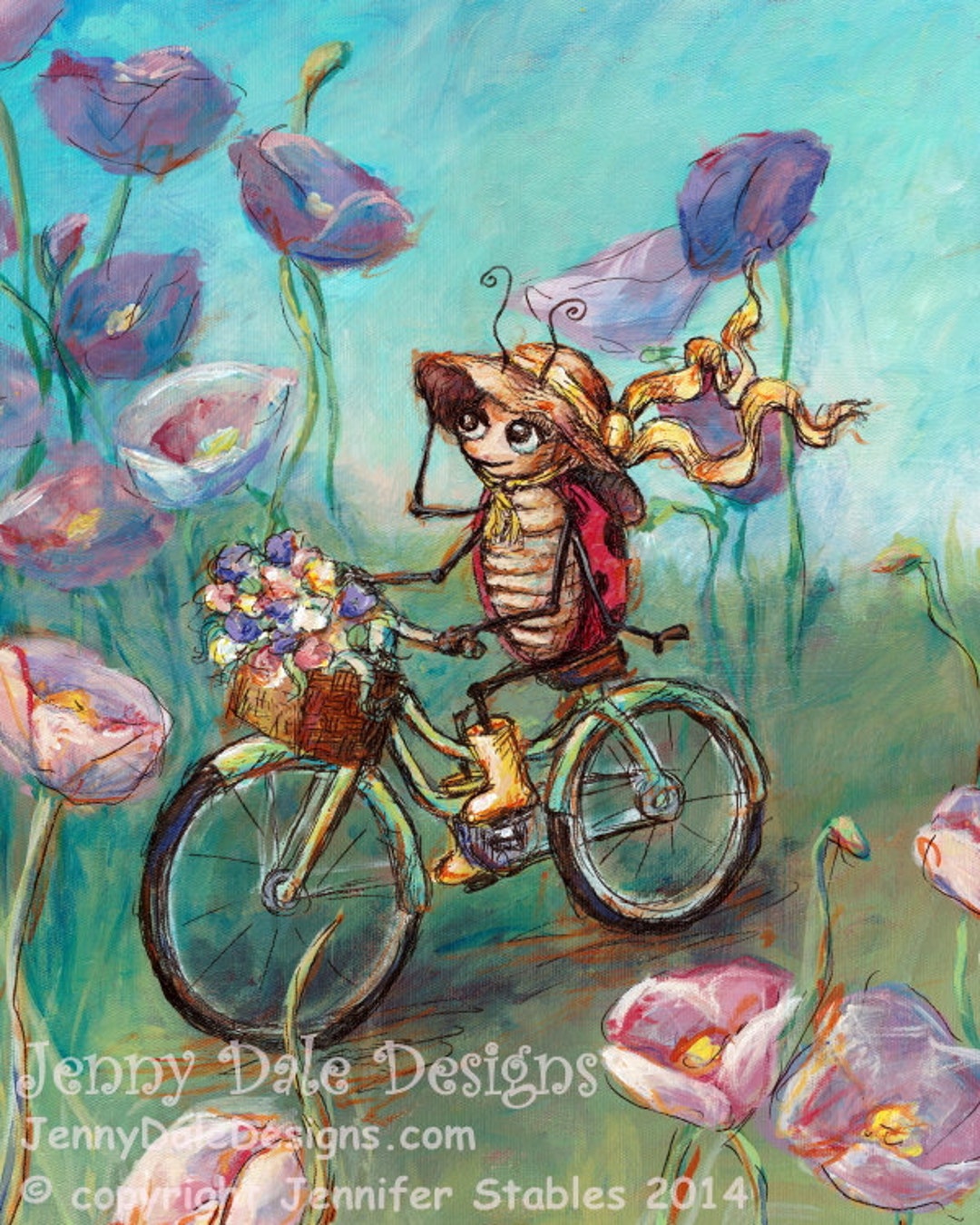 Ladybug on a Bicycle- Vintage Inspired Nursery Art, Children's Wall Art ...