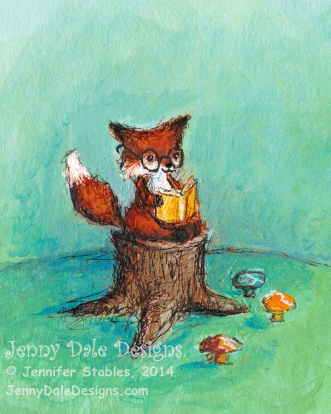 Fox Reading a Book, Cute Fox With Glasses, Fox Nursery Art: Art Print ...