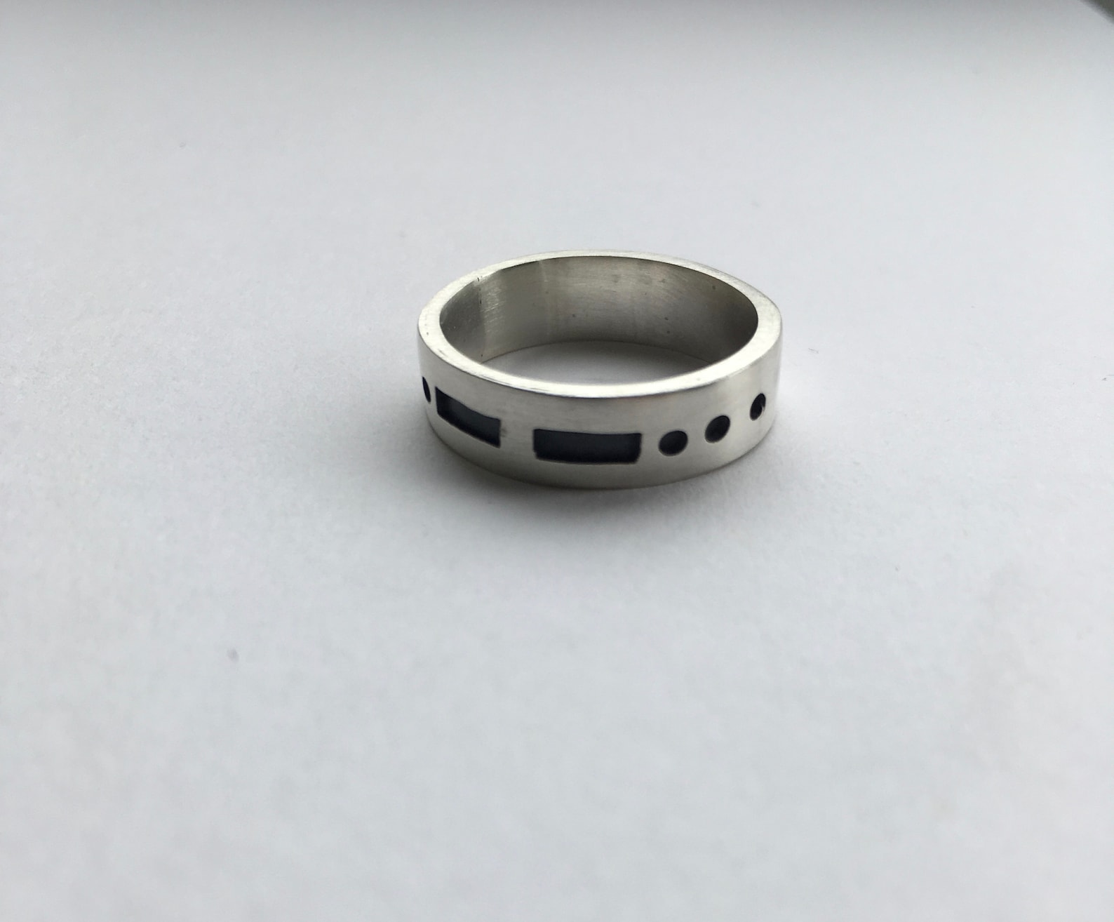 Silver Morse Code Ring - Etsy