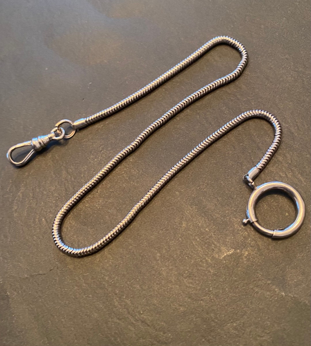 Vintage Sterling Watch Chain With Oversized Spring Ring and Swiveling ...