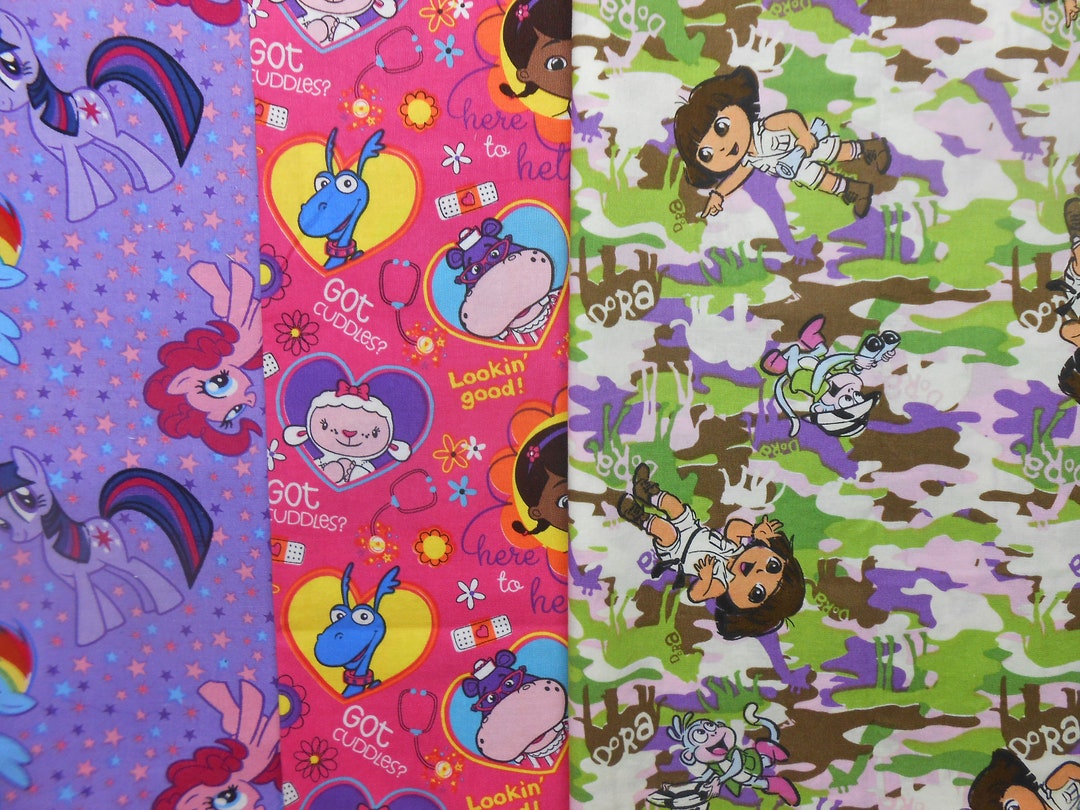 My Little Pony, Doc Mcstuffins and Dora Fabric by the Yard - Etsy