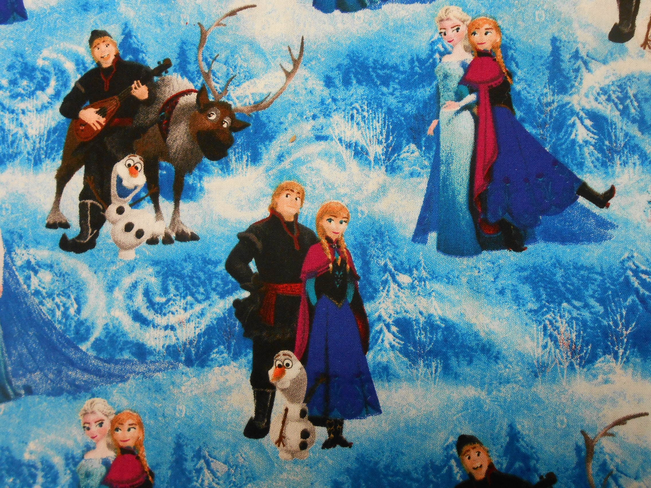 Frozen Elsa Anna Disney Princess Olaf Kristoff Sven Fabric by the Yard ...