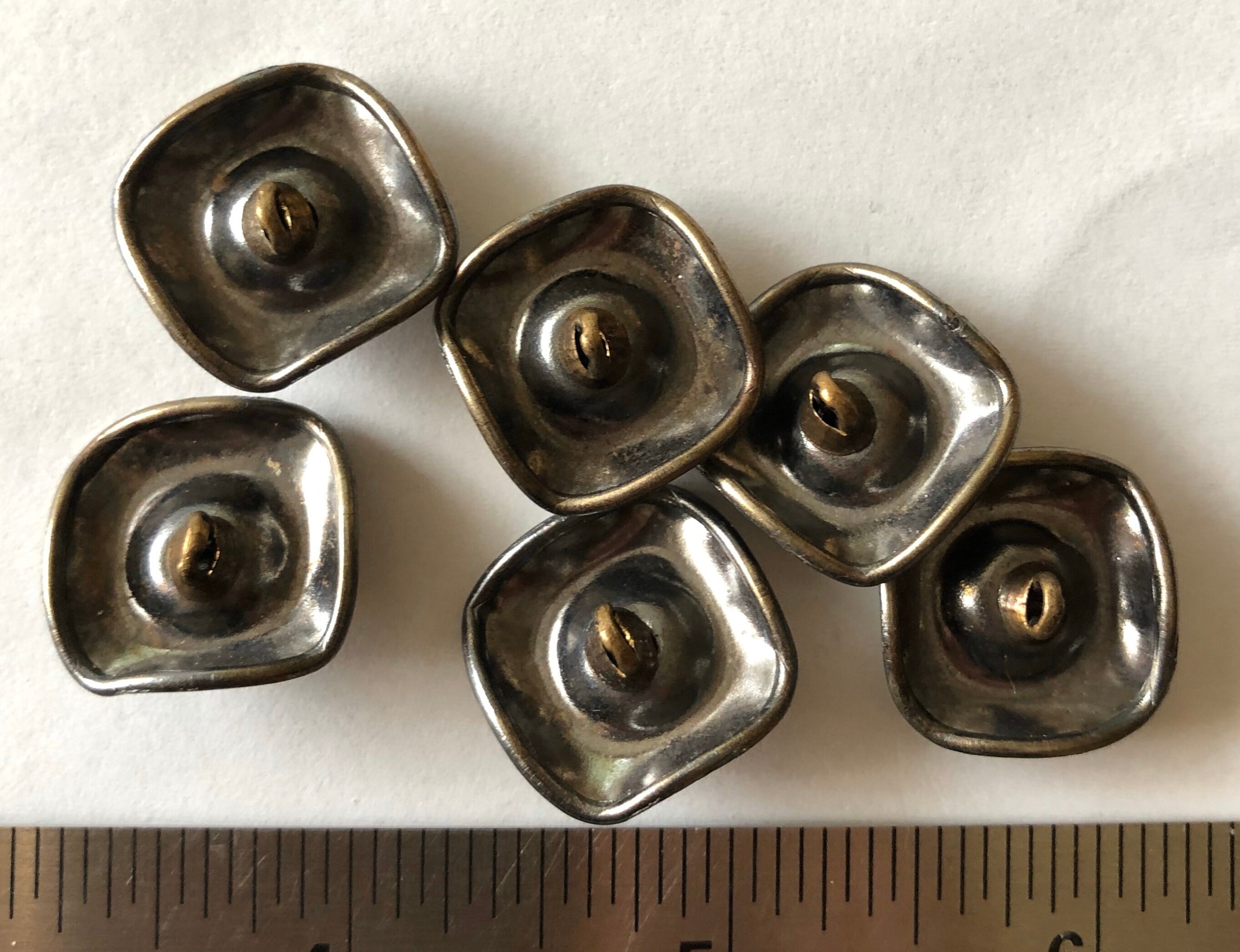 Buttons ,vintage, Dark Silver Tone Metal, Square, Set of Six - Etsy