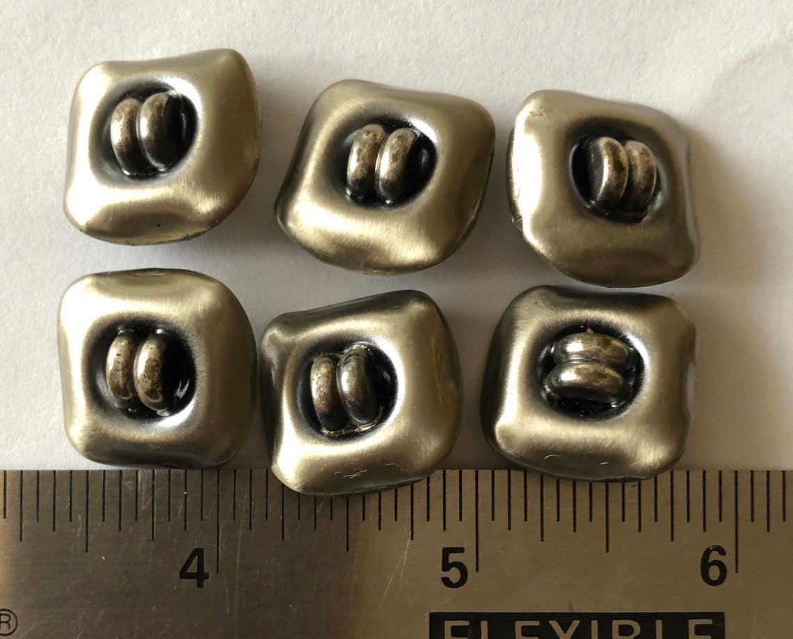 Buttons ,vintage, Dark Silver Tone Metal, Square, Set of Six - Etsy