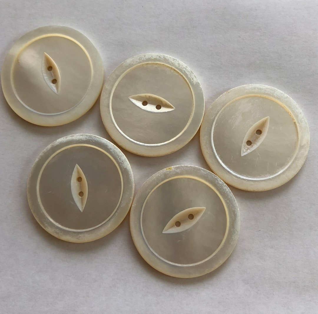 Buttons Large Seashell, Vintage Buttons, Set of Five - Etsy