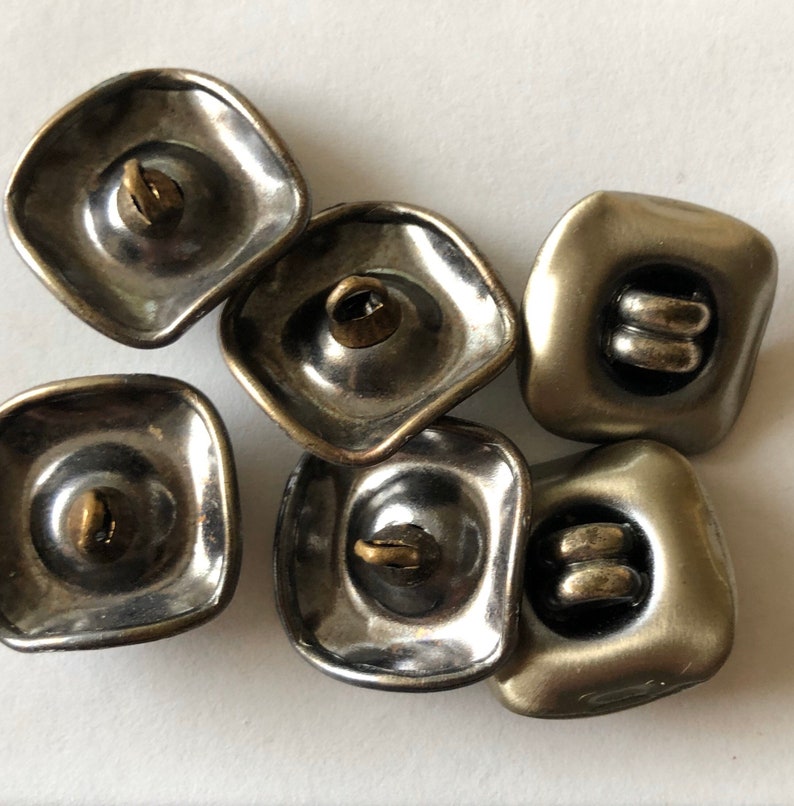 Buttons ,vintage, Dark Silver Tone Metal, Square, Set of Six - Etsy