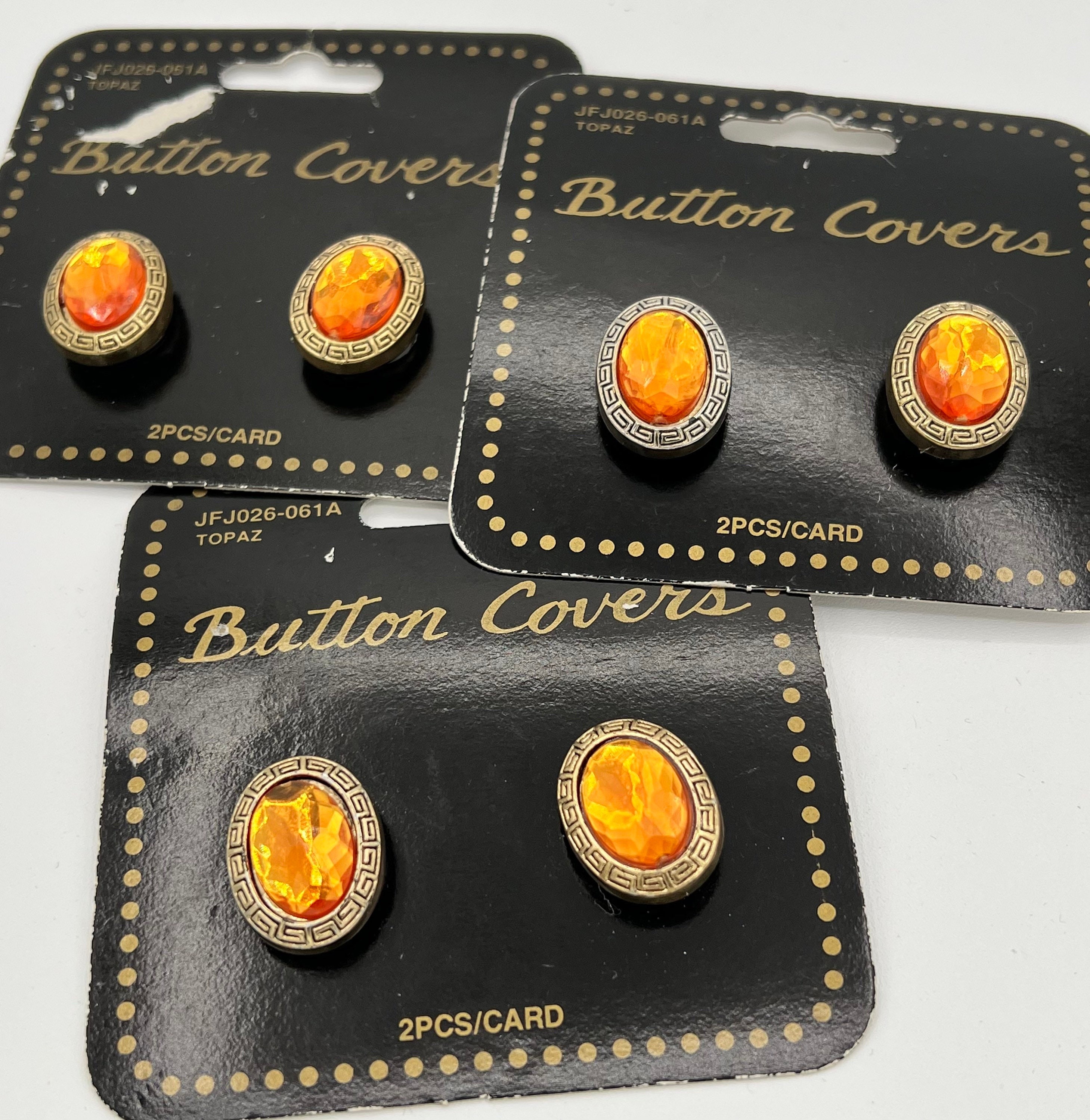Button Covers Vintage ,gold Tone Metal, Topaz Color Cabochon Set of Six ...