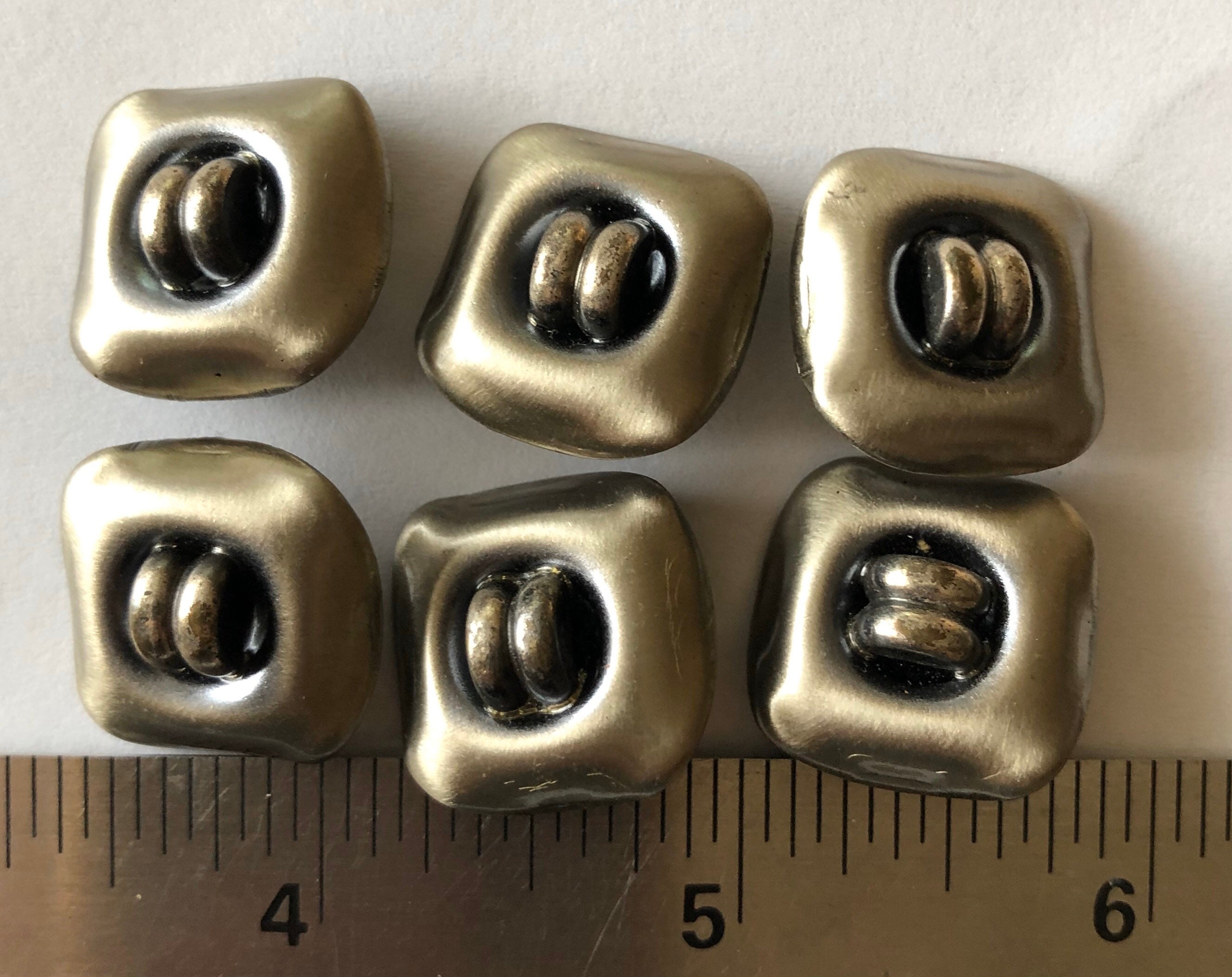 Buttons ,vintage, Dark Silver Tone Metal, Square, Set of Six - Etsy