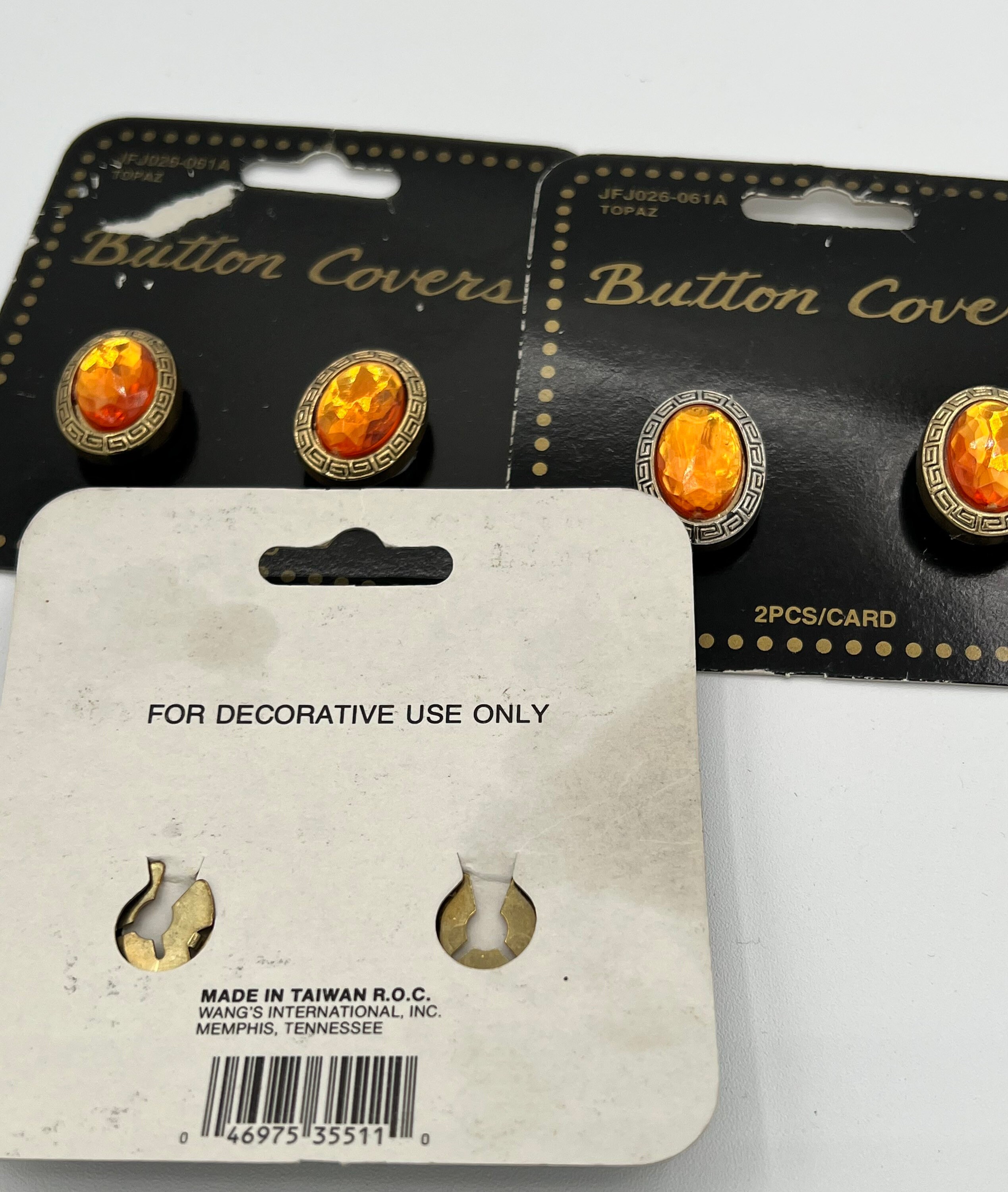 Button Covers Vintage ,gold Tone Metal, Topaz Color Cabochon Set of Six ...