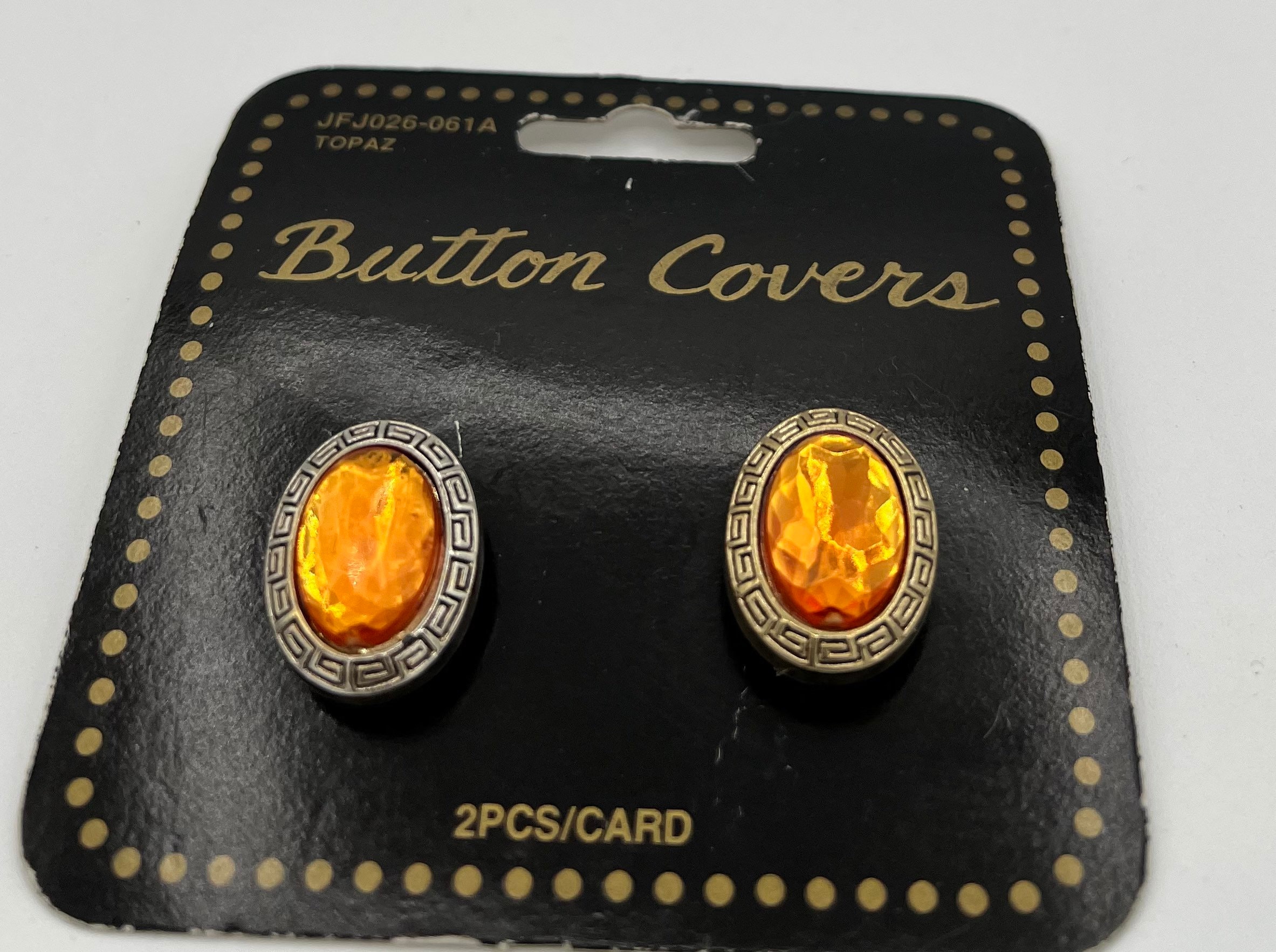 Button Covers Vintage ,gold Tone Metal, Topaz Color Cabochon Set of Six ...