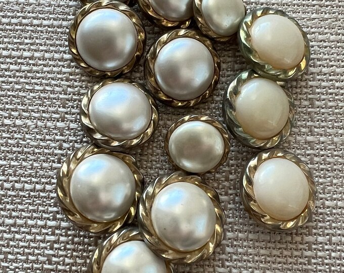 Vintage Buttons Old, Gold Tone Metal, Faux Pearl, Lot of Thirteen - Etsy