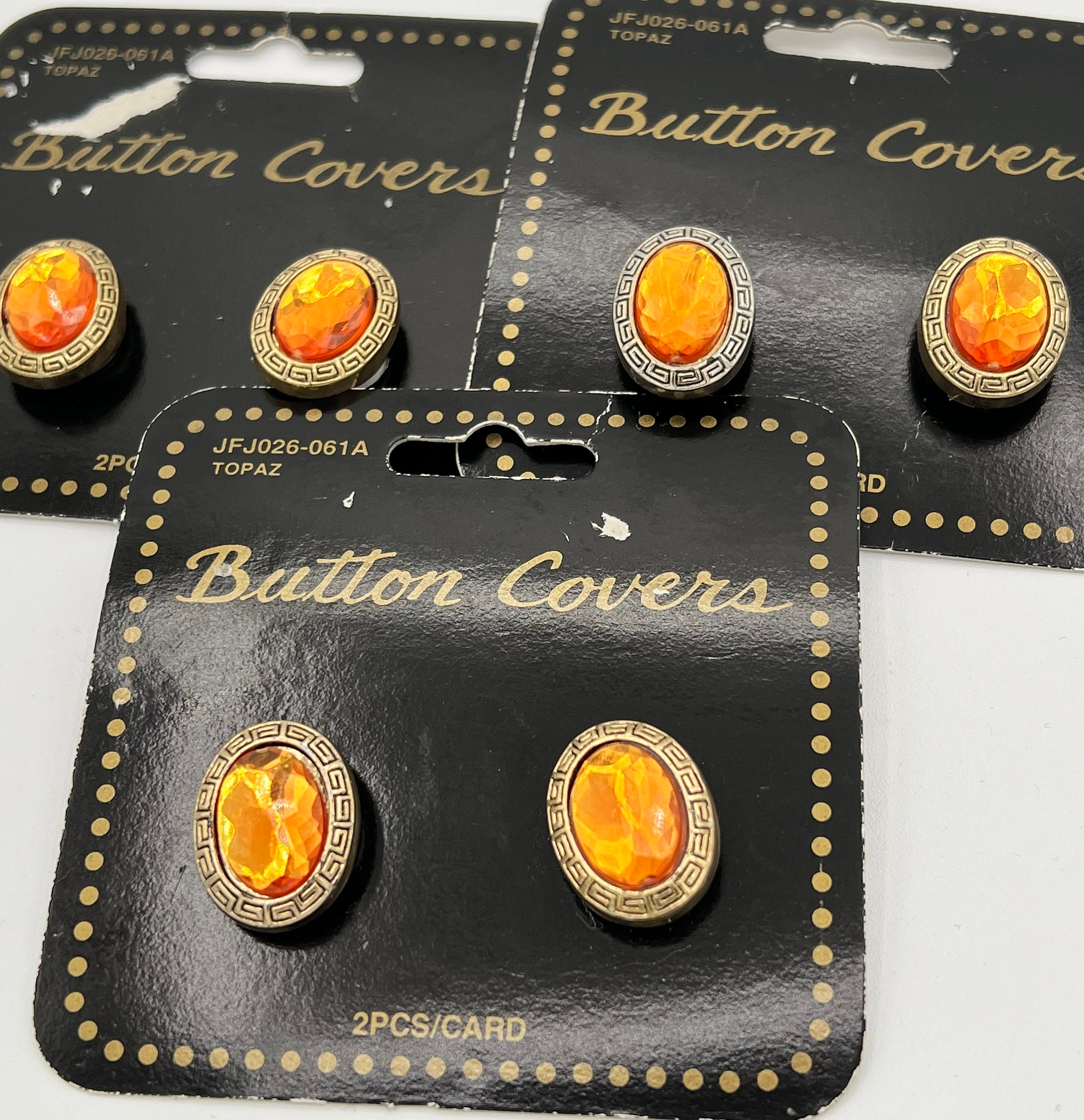 Button Covers Vintage ,gold Tone Metal, Topaz Color Cabochon Set of Six ...