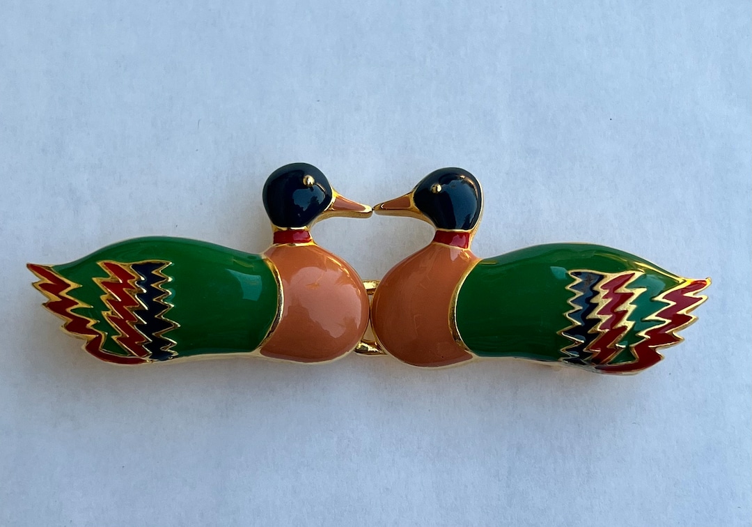 BUCKLE, Vintage, Mimi Di, Kissing Ducks ,ladies Belt Buckle, Enamel ...