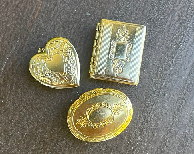 Button Covers-locket Gold Tone Metal Tone Set of Three Valentines Day ...