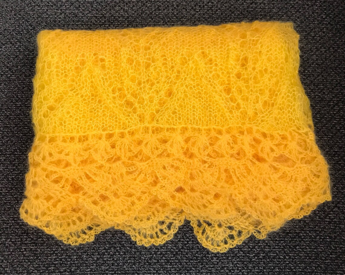 Yellow Shawl Knitted Extra Long Mohair Shawl Two Shades of - Etsy