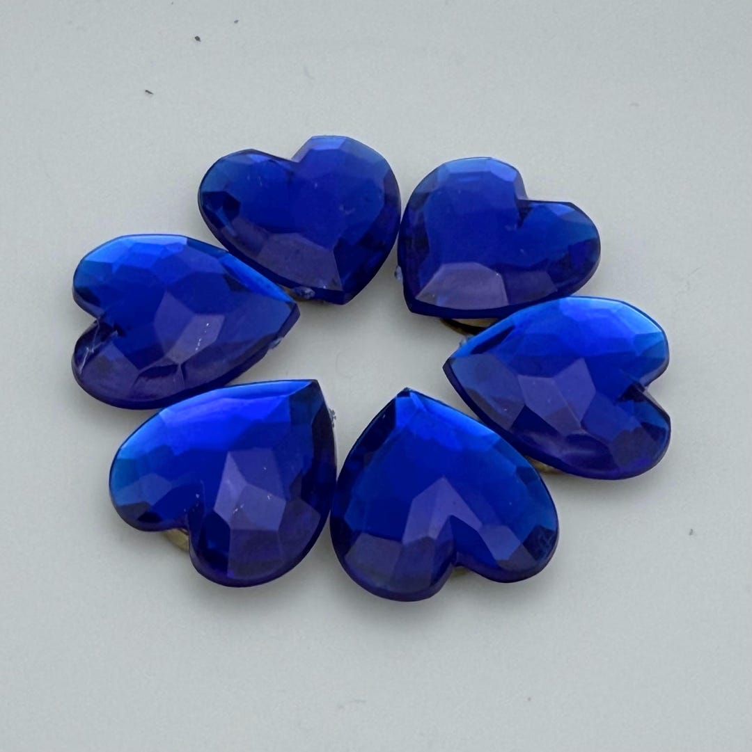 Blue Heart Button Covers , Vintage, Blue Color Cabochon, Set of Six - Etsy