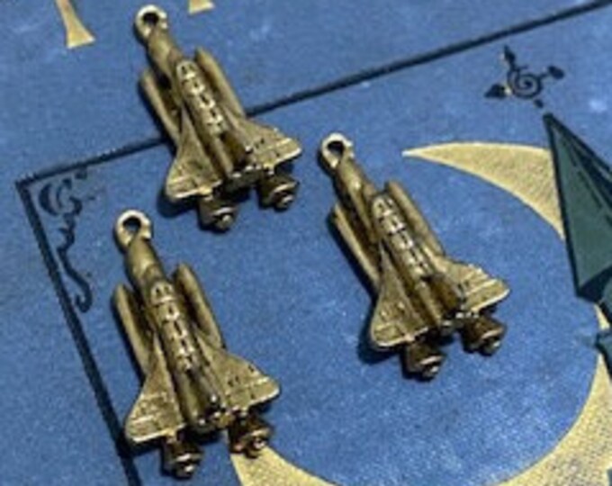 3 Vintage Miniature 3D Space Shuttle Bronze Charms Diy Supplies - Etsy