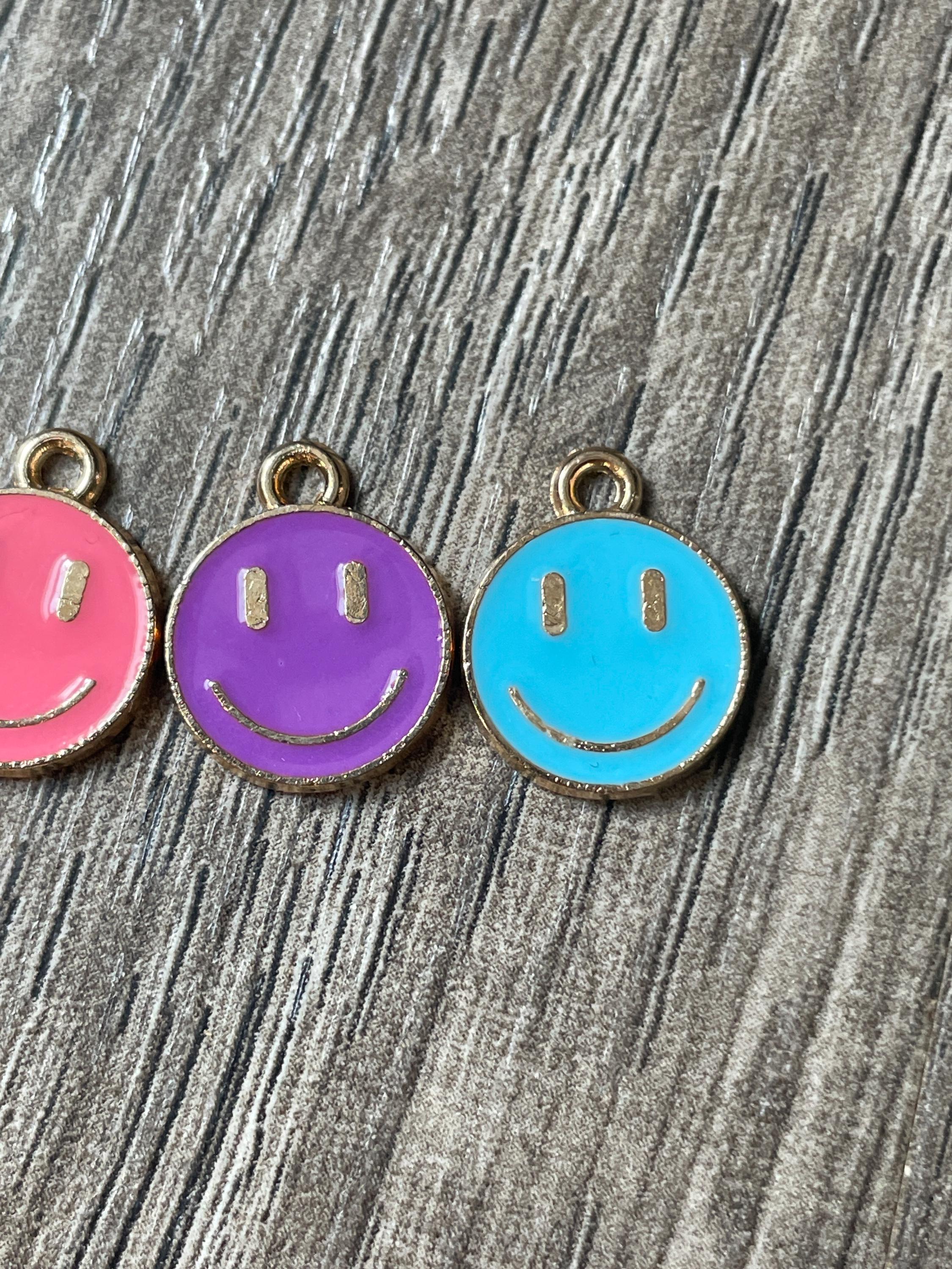 4 - Painted Enamel 90’s Smiley Face Charms - Etsy