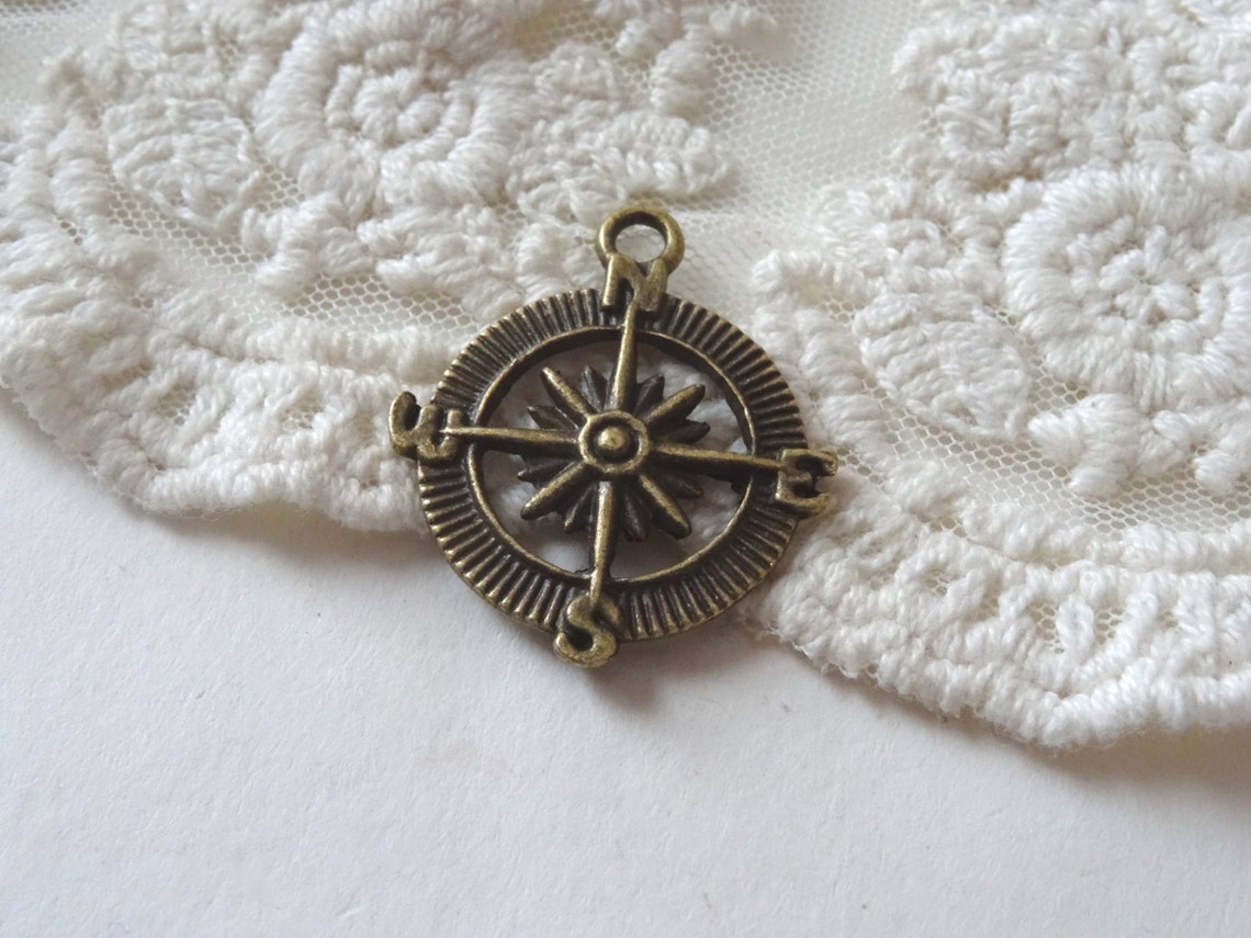 4- Compass Charms Antique Bronze 4 Points North East South West ...