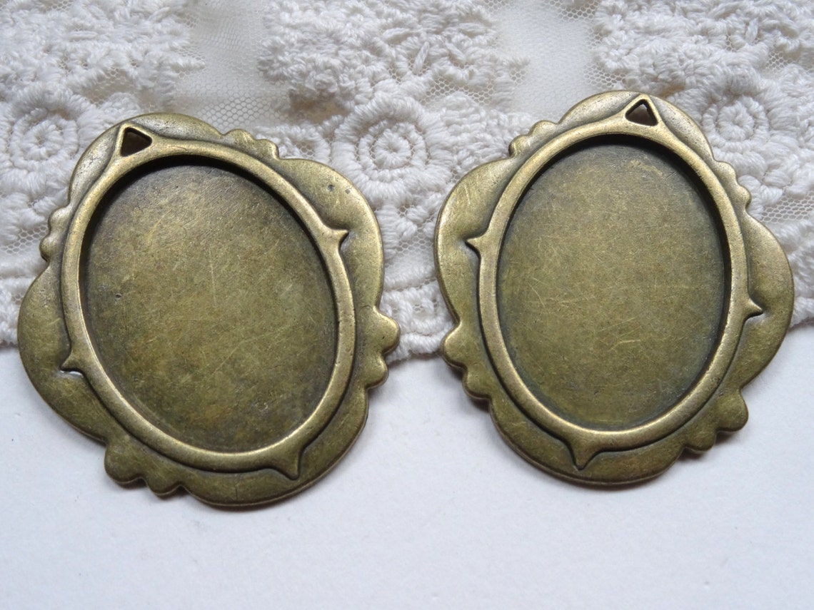 2 Large Cabochon Setting Holder Oval Display Pendant Cab - Etsy