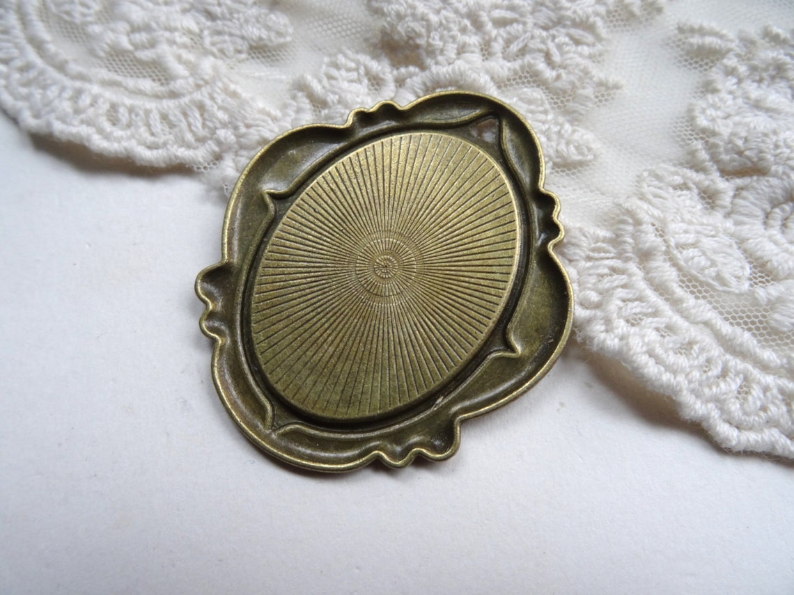 2 Large Cabochon Setting Holder Oval Display Pendant Cab - Etsy