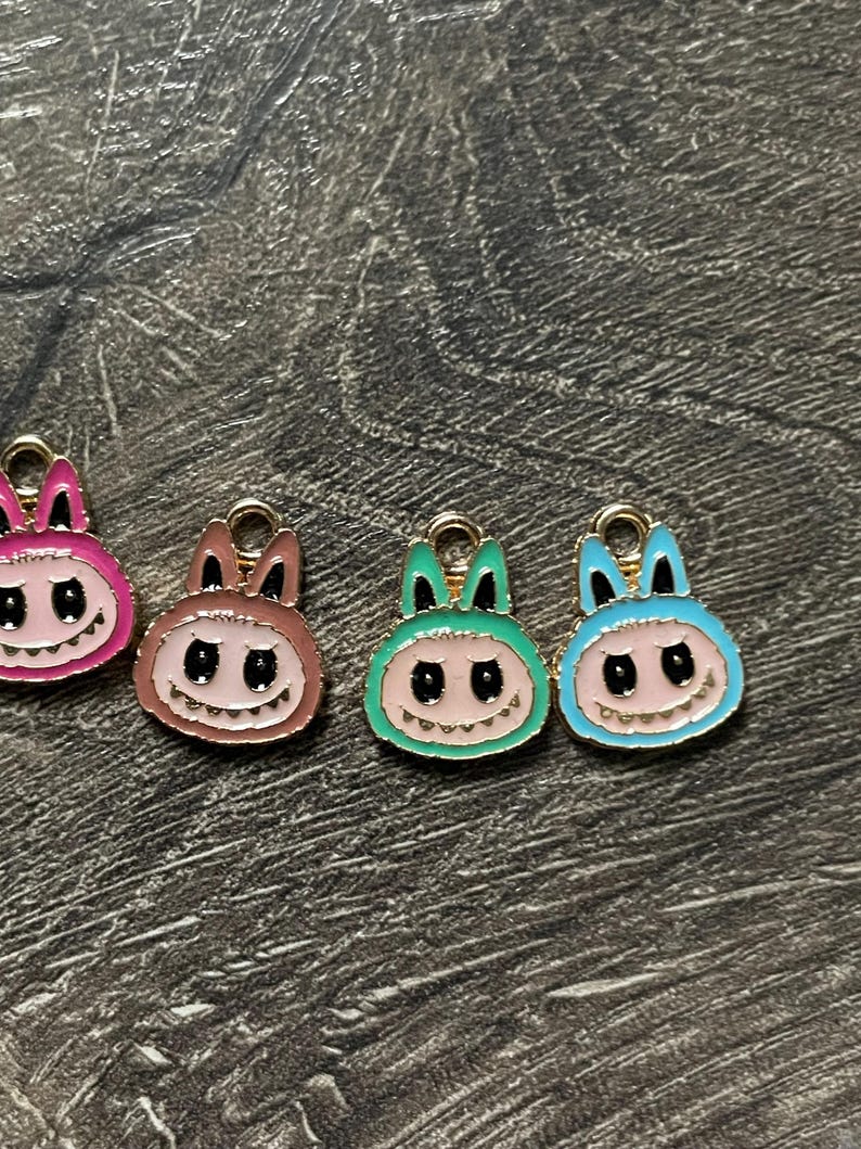 6- Troll Rabbit Cartoon Doll Charms Painted Enamel - Etsy